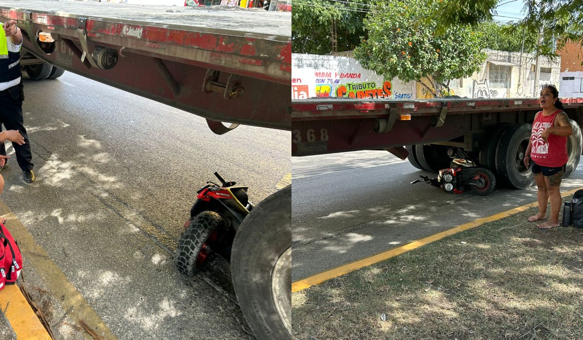 Se Salvan Motociclista Y Acompañante De Ser Arrollados Por Un Tráiler